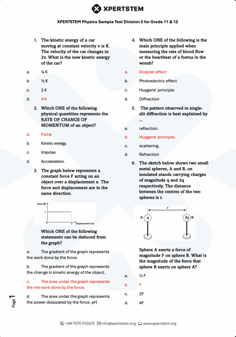 Physics Sample Exams – XPERTSTEM